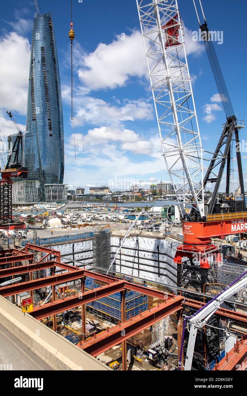 Barangaroo construction site in Sydney with Crown casino skyscraper in ...