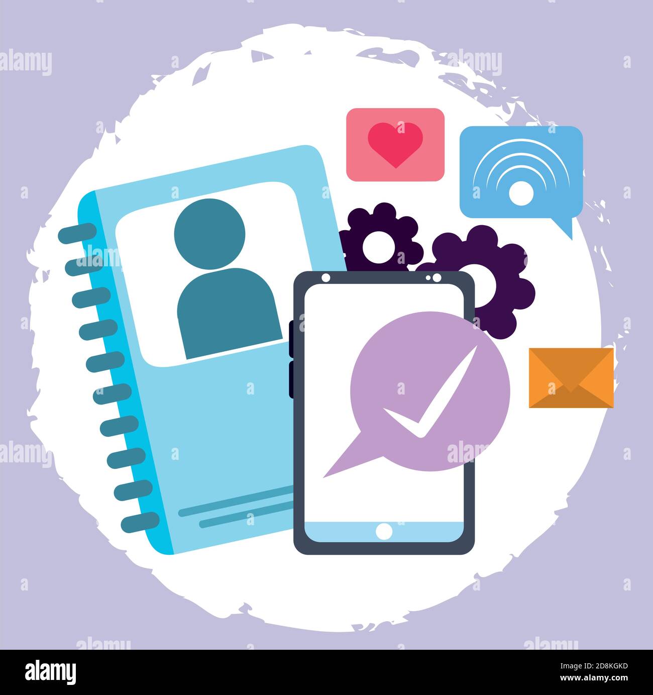 smartphone contact list setting wifi internet communications vector ...