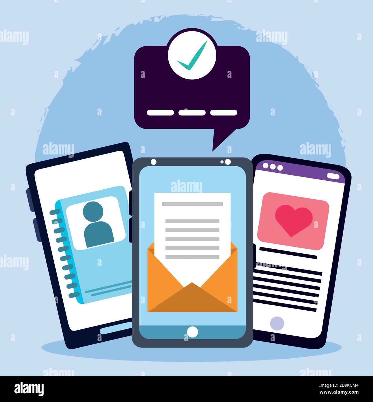 smartphones email with contact list, like and follow communications ...
