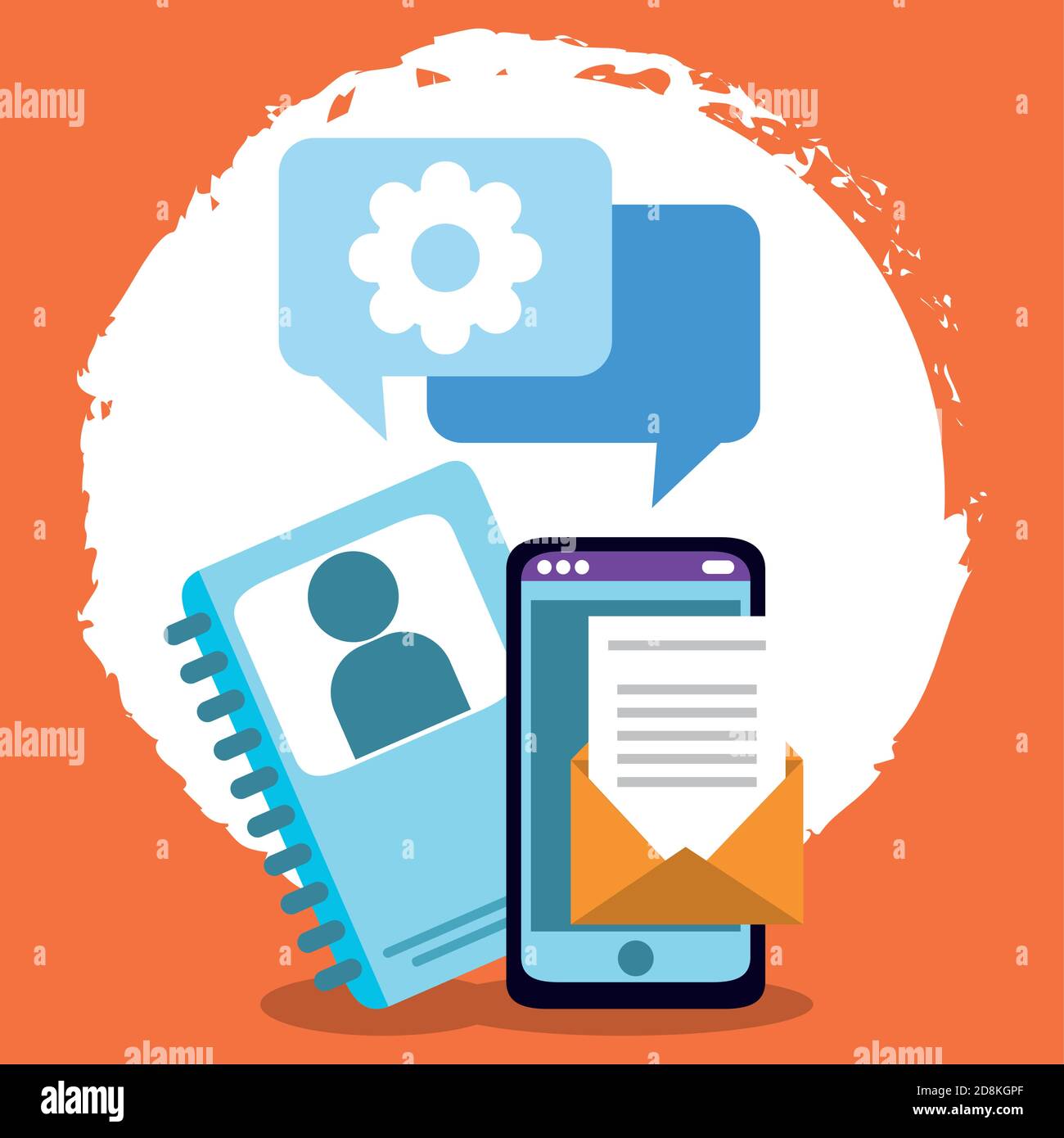smartphone email message contact book communications vector ...