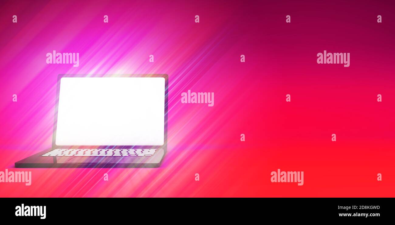 Exploring the Internet on a Computer Laptop with Copy Space Stock Photo ...