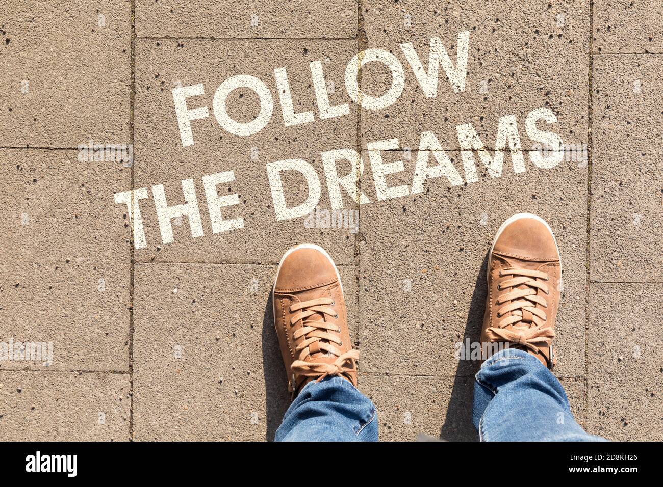 Text FOLLOW YOUR DREAMS on asphalt road Stock Photo - Alamy Text FOLLOW YOUR DREAMS on asphalt road Stock Photo - Alamy