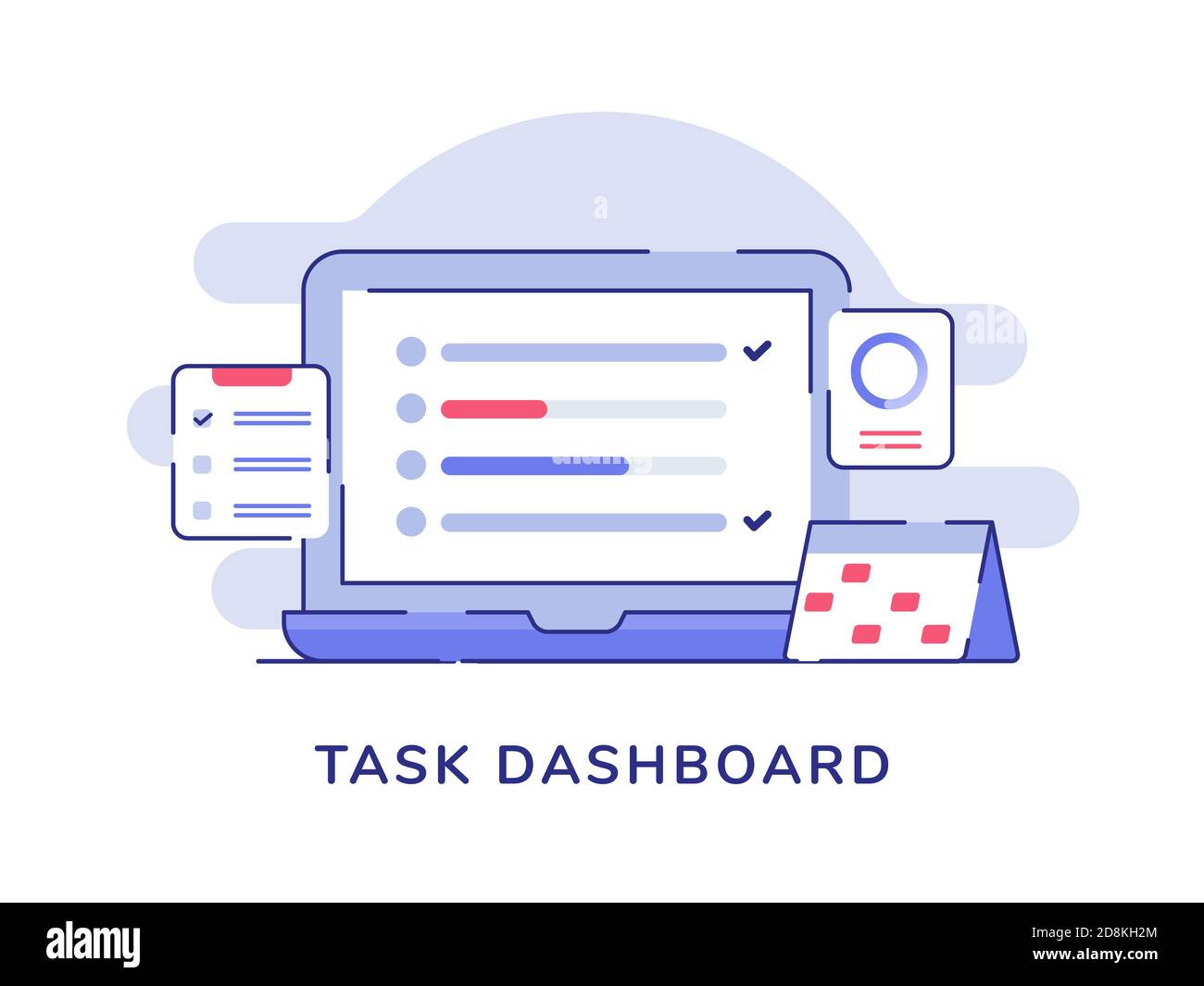 Task dashboard concept check list on display laptop monitor calendar ...