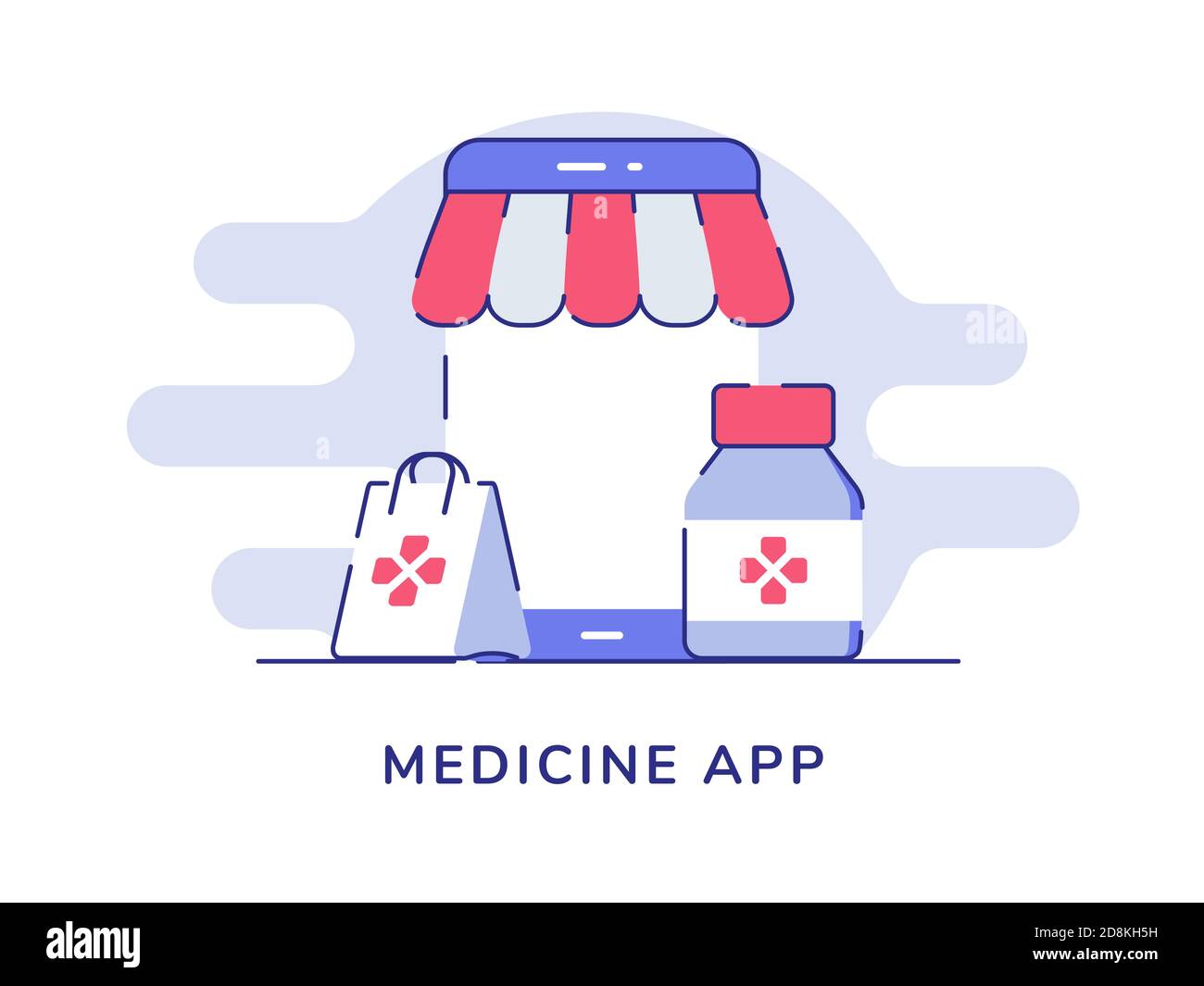 Medicine app concept drug store pharmacy service on smartphone white ...
