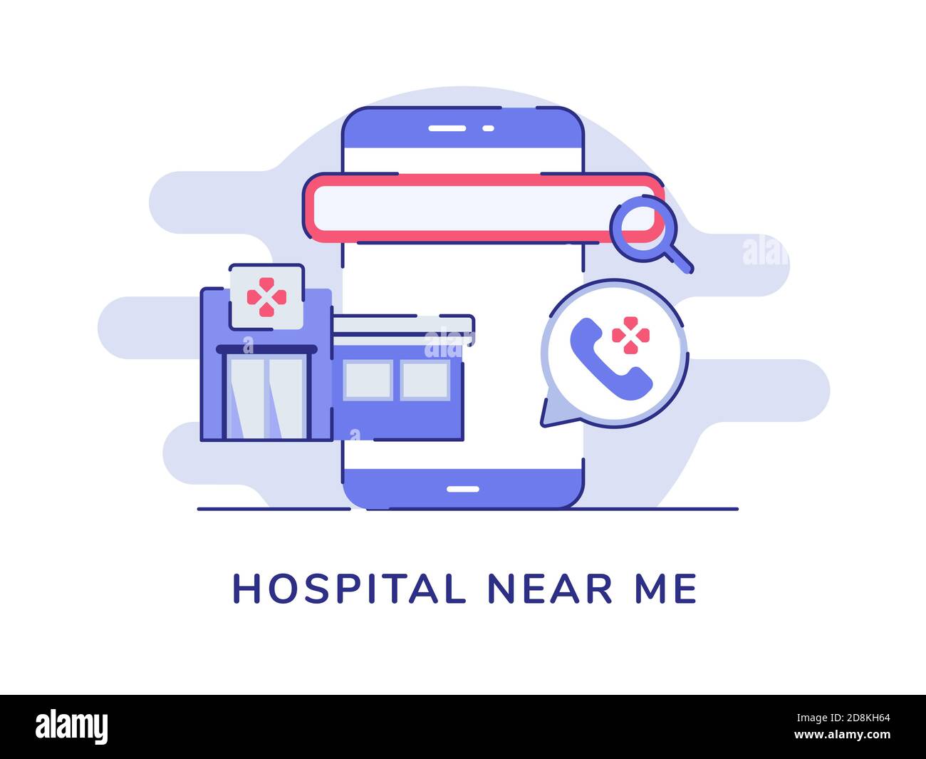 Hospital near me concept hospital building on display smartphone screen ...