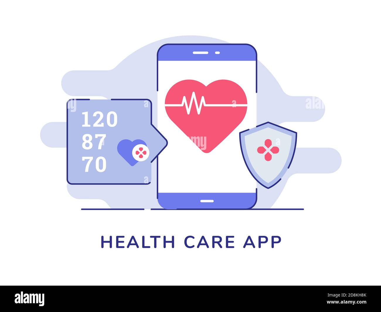 Health care app concept heartbeat on display smartppone screen white ...
