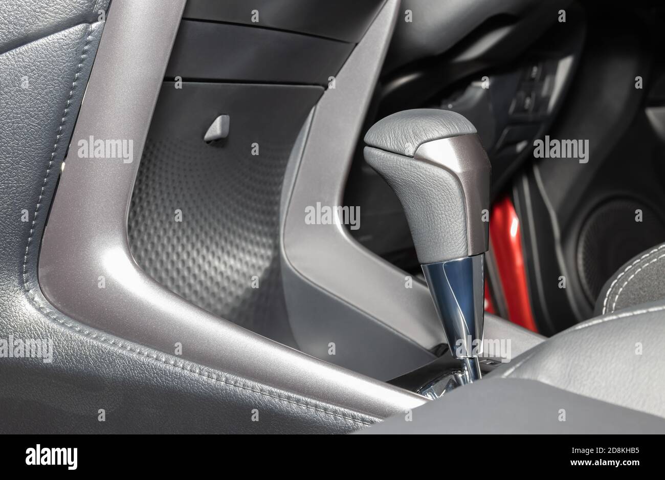 Gray Automatic Gear Handle in Car Interior on Right Frame with Front ...