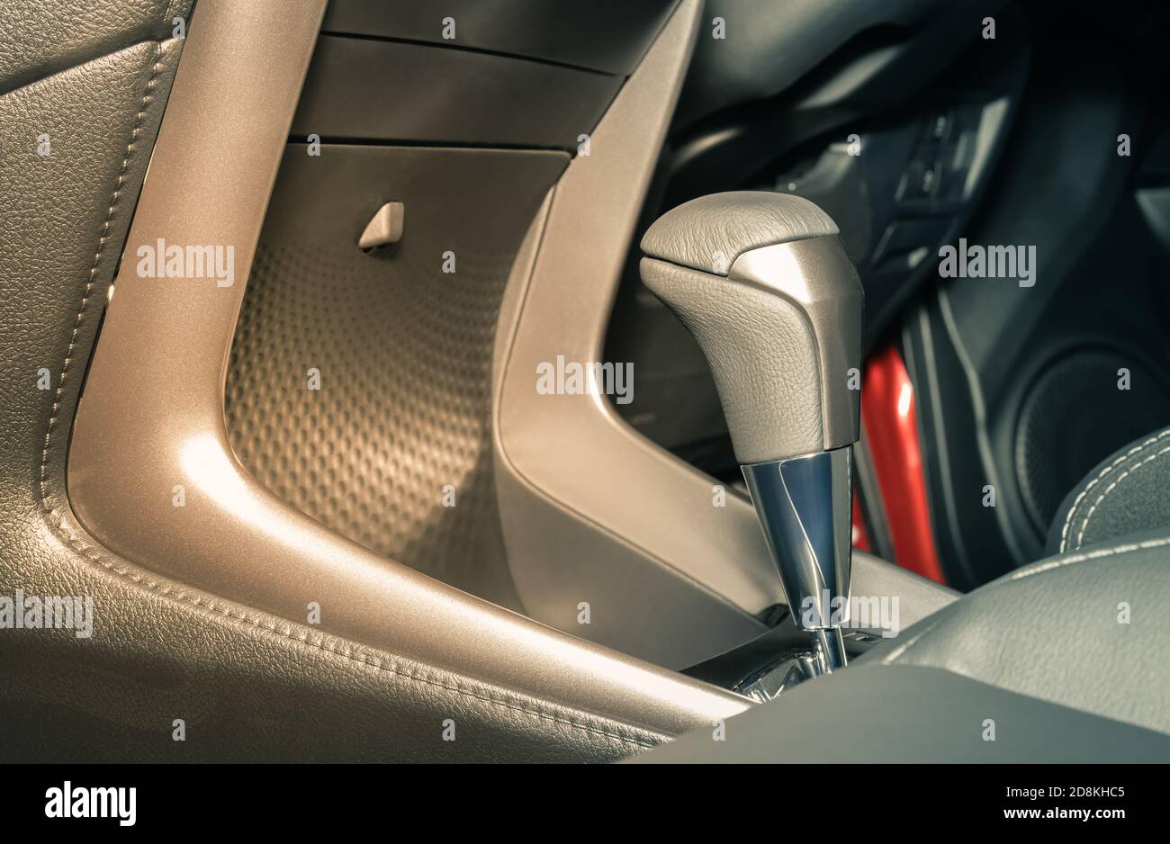 Gray Automatic Gear Handle in Car Interior on Right Frame with Front ...