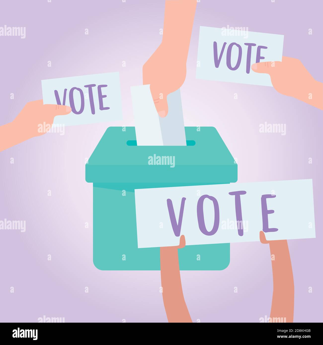 voting and election, hands with vote paper put in election box vector ...