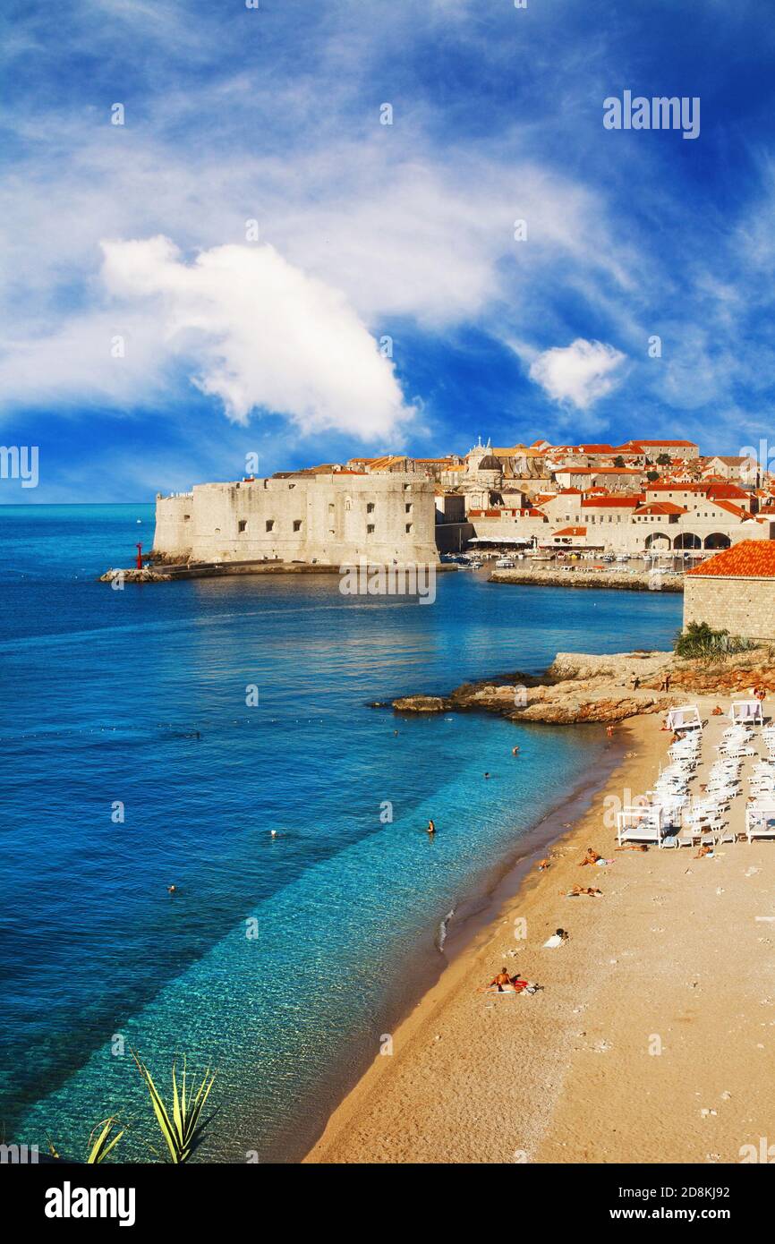 Dubrovnik Banje beach at sunrise Stock Photo - Alamy