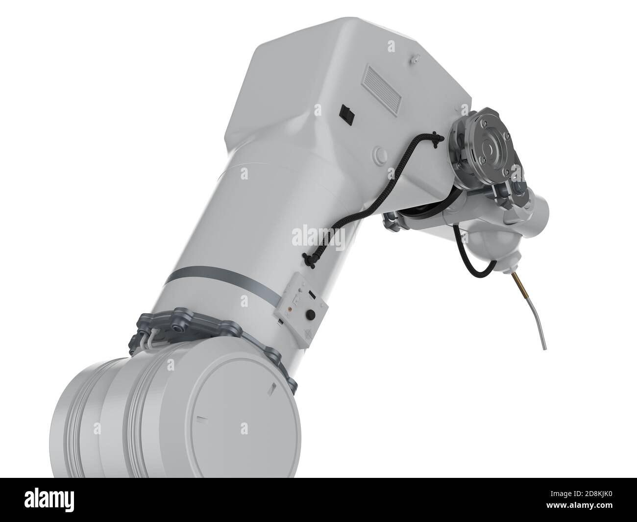 3d rendering white welding robot or robotic arm isolated on white ...