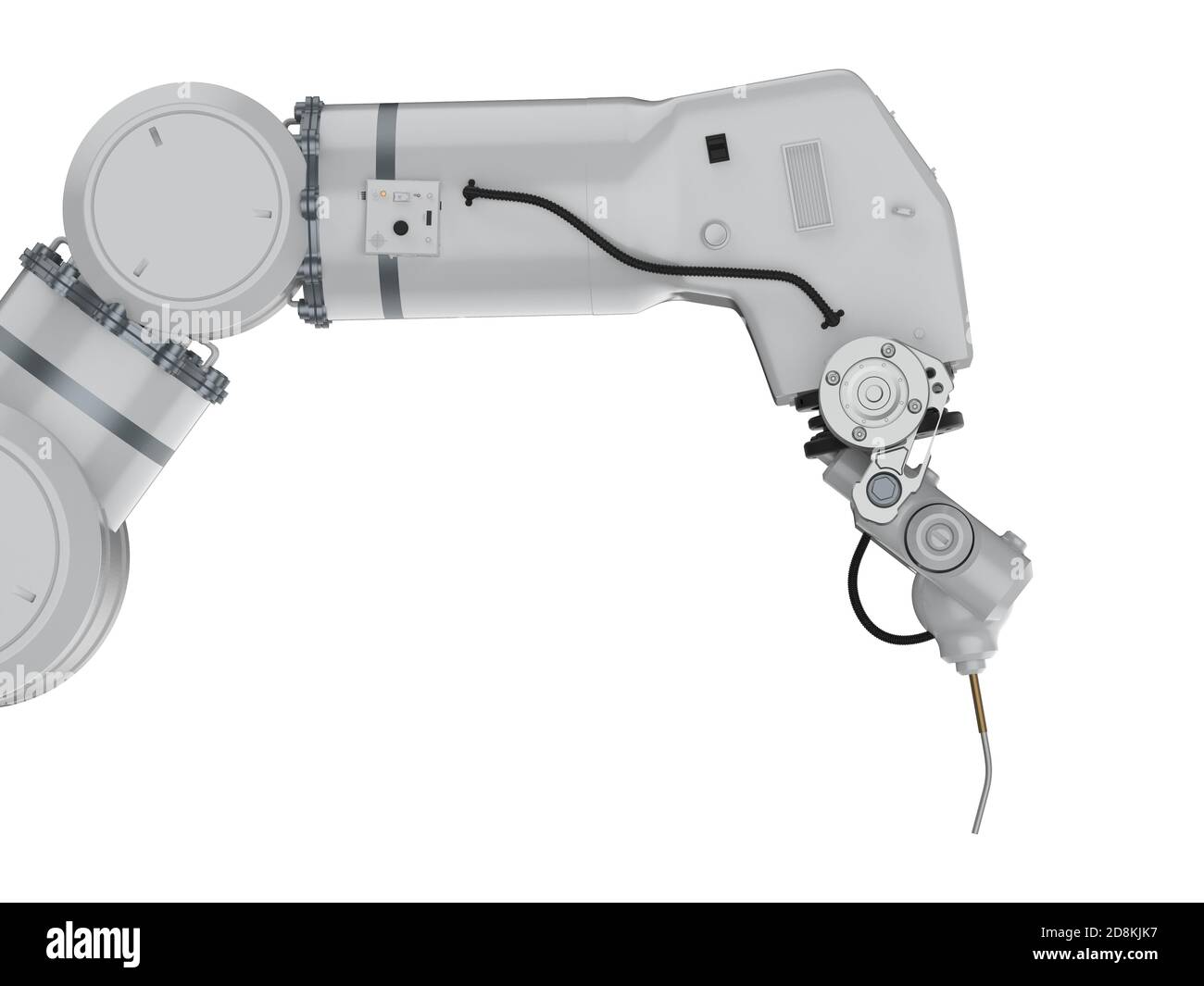 3d rendering white welding robot or robotic arm isolated on white ...