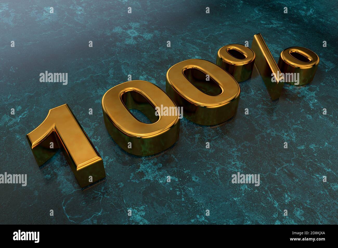 3D golden number one hundred percent on dark and smooth surface Stock ...