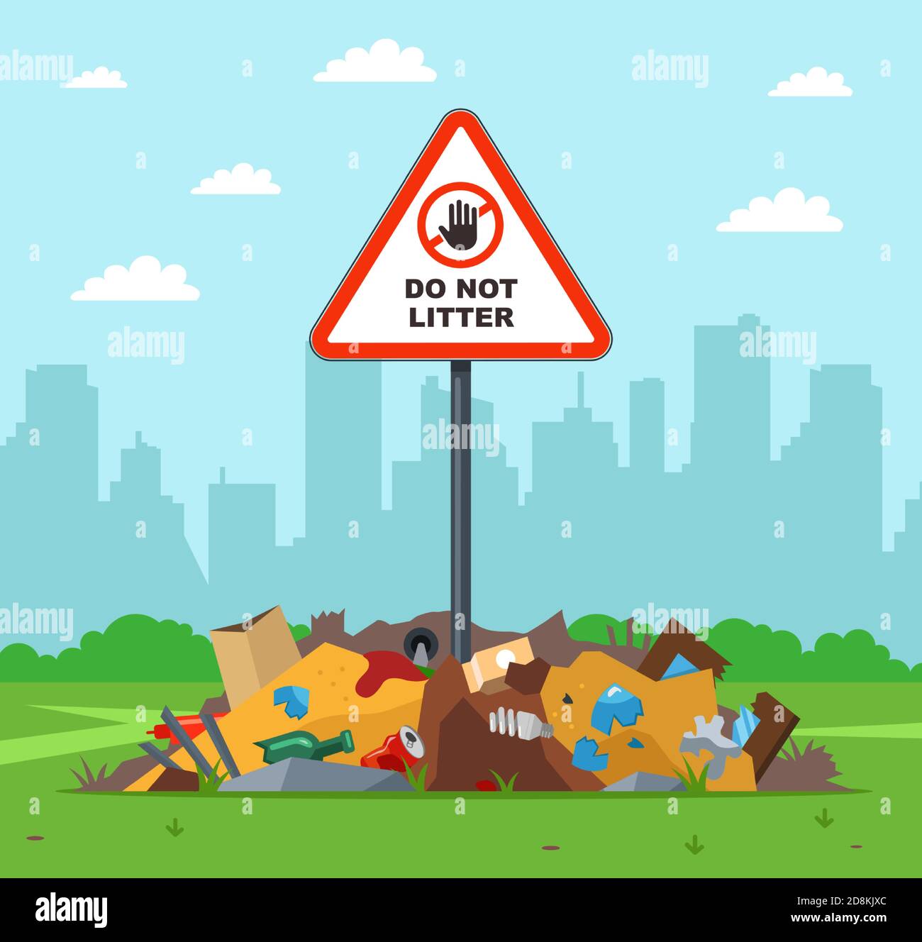 litter in the wrong place. warning sign do not litter. violation of the ...