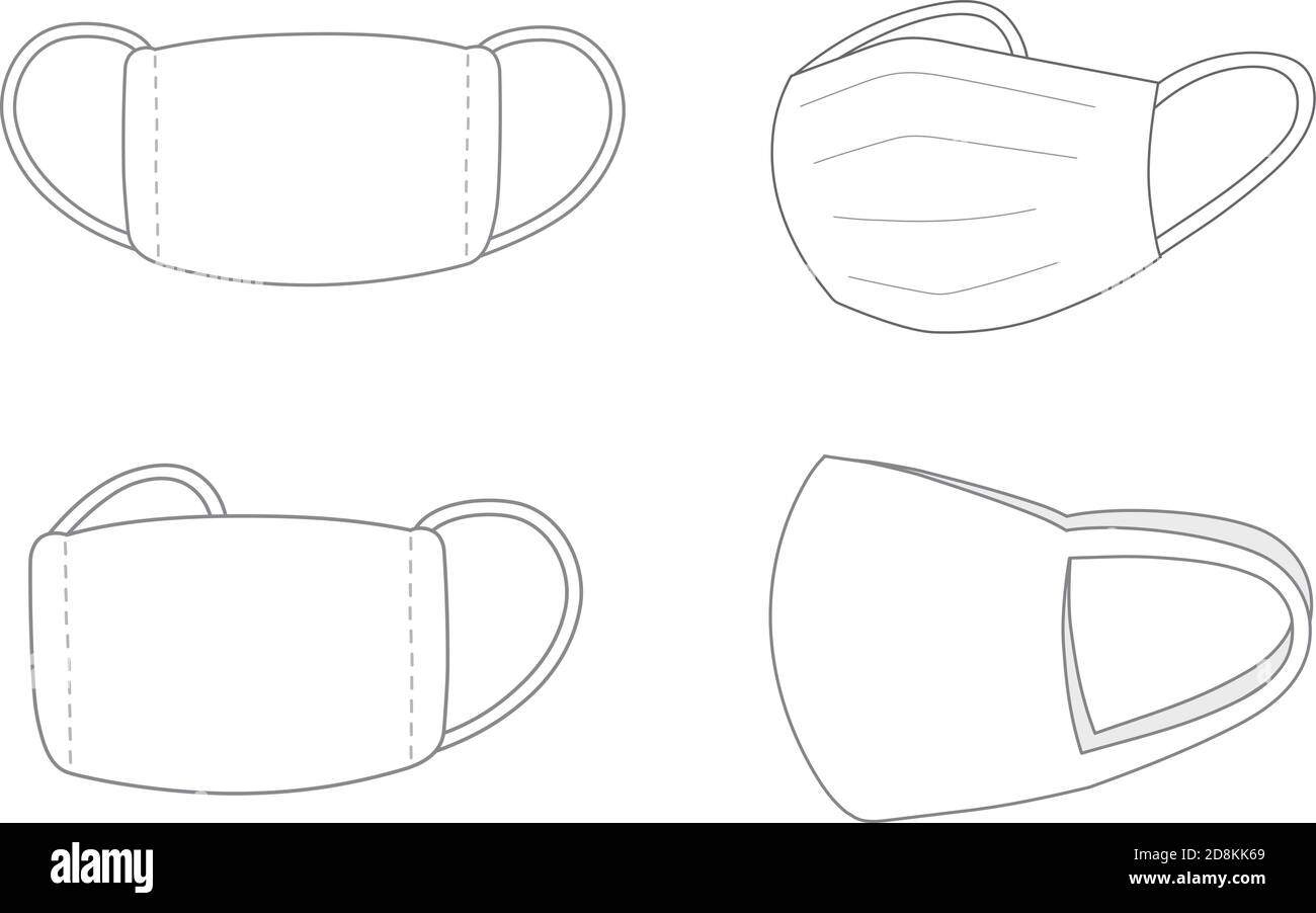 Template set of protective face mask or medical mask. Vector ...