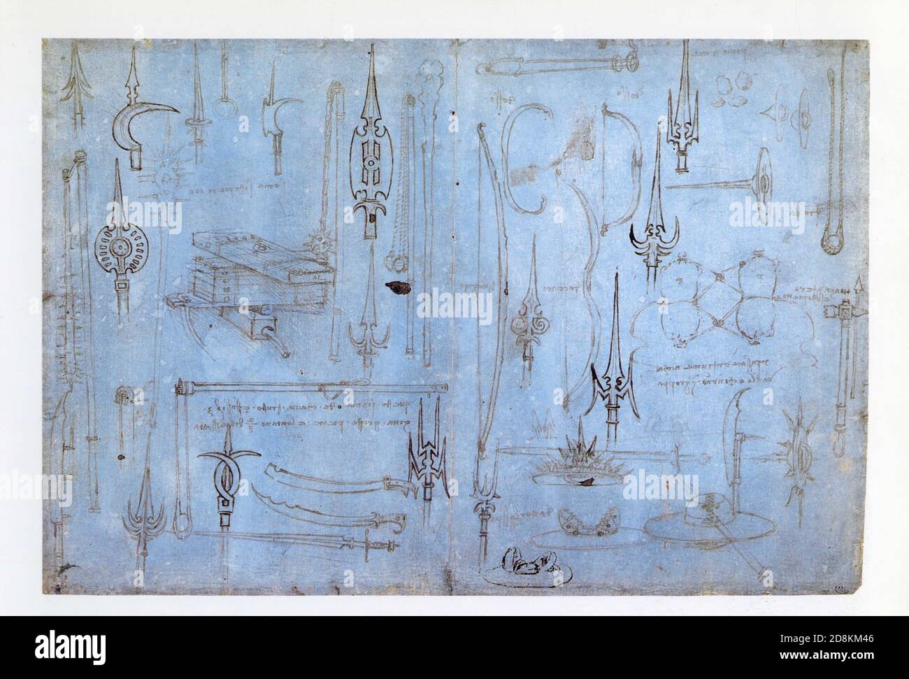 Leonardo da Vinci. Weapons and shields etc.1487-1488. Metalpoint with ...