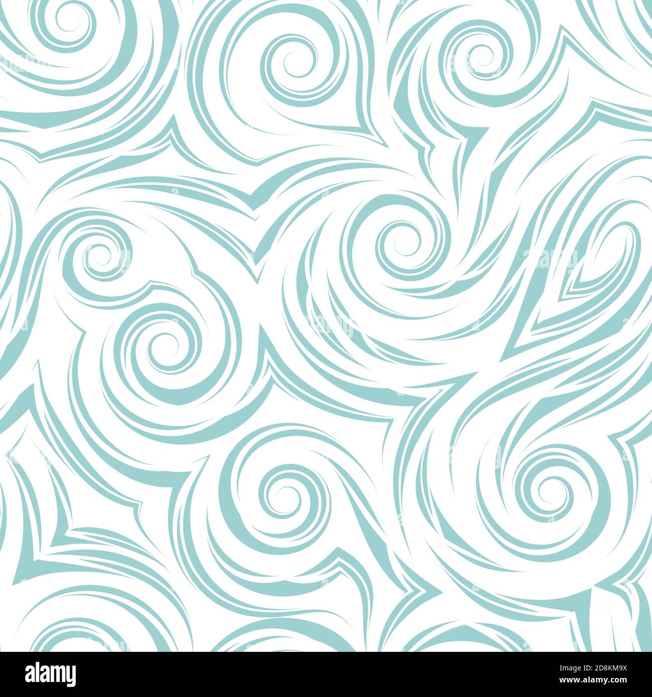 Seamless pattern of blue spirals of corners and smooth patterned lines ...