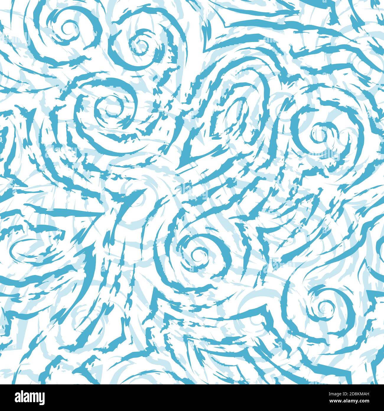 Vector blue seamless pattern drawn with a brush for decor isolated on a white background.Smooth ...
