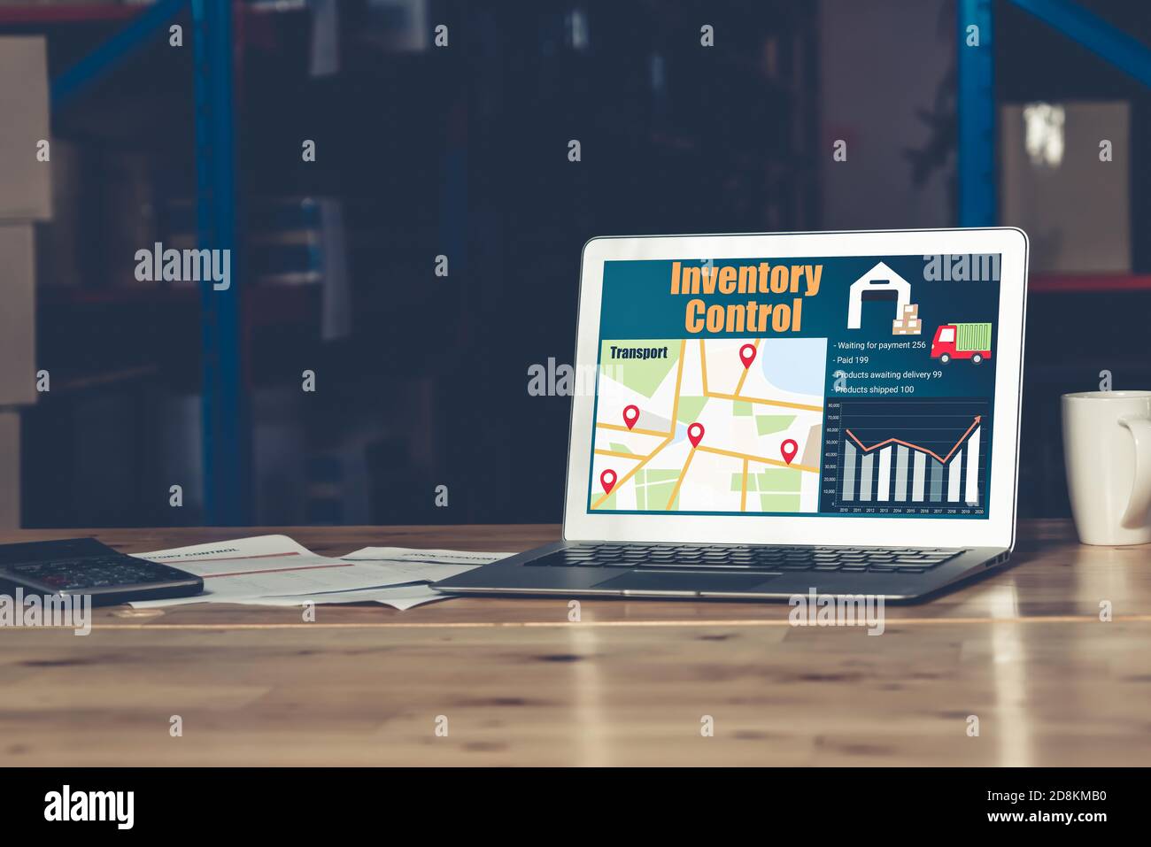 Logistics laptop computer delivery transportation hi-res stock ...