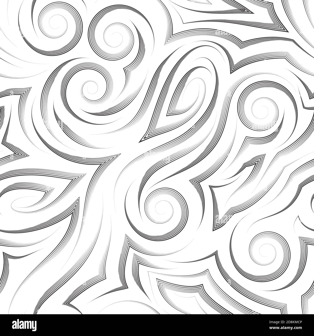 Vector black seamless pattern drawn with a pen or liner for decoration isolated on a white ...