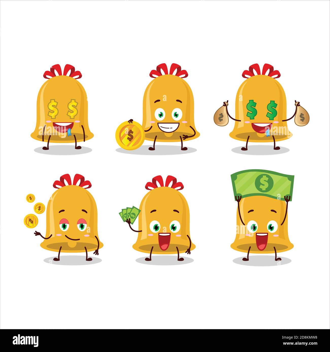 Christmas bell cartoon character with cute emoticon bring money Stock ...