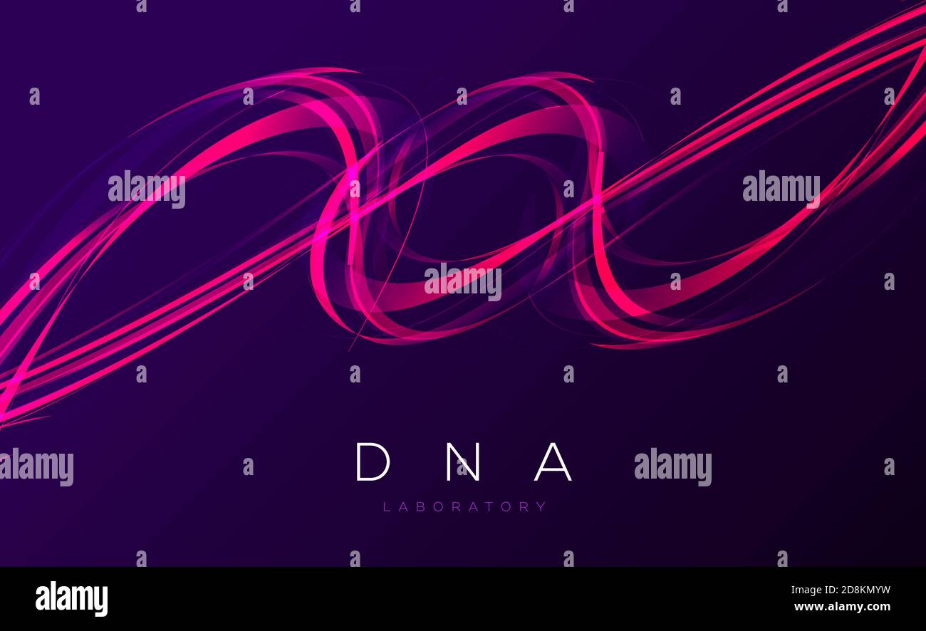 Abstract design element of lines forming DNA swirl, pink lights in ...