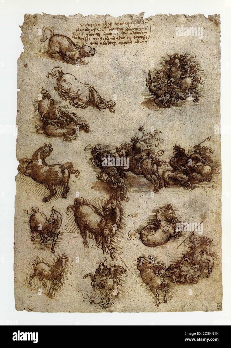 Leonardo da Vinci. Studies of horses, a cat, and St George and the ...