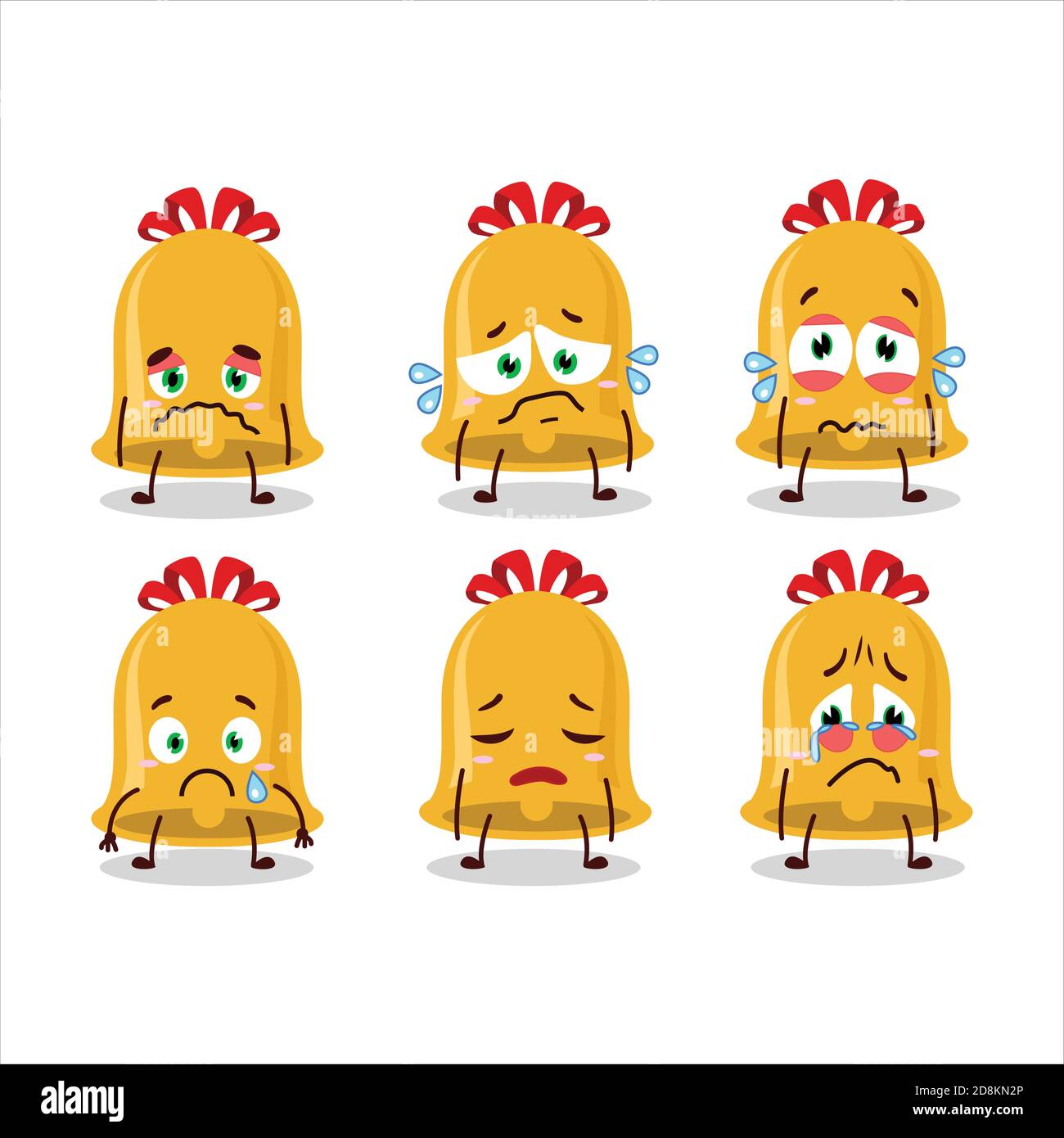 Christmas bell cartoon character with sad expression Stock Vector Image ...