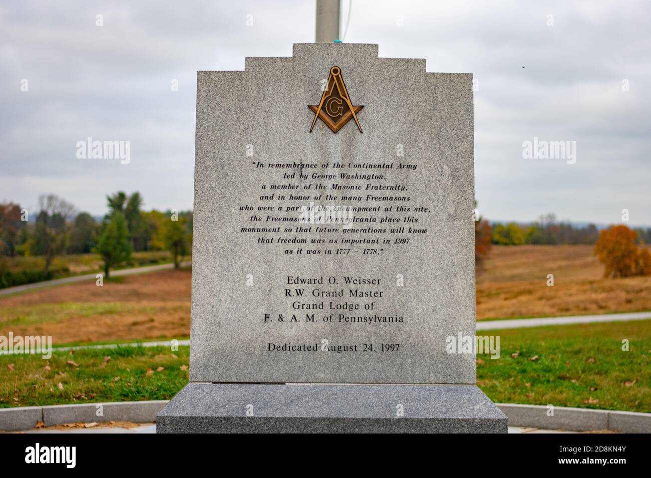 The Freemasoons Monument at Valley Forge National Park on a Cloudy Sky ...