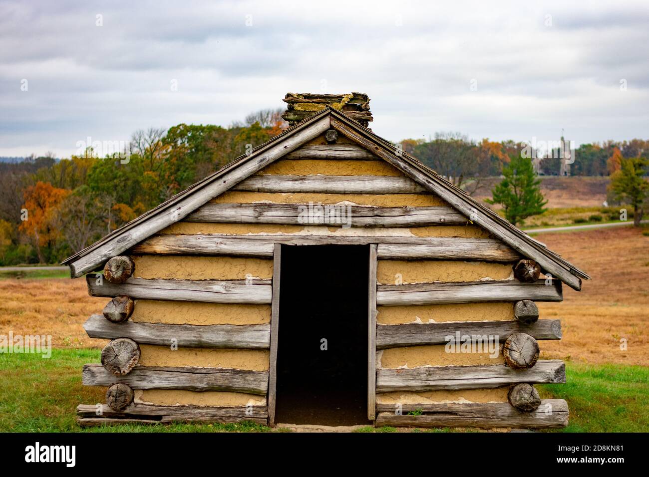 A Reconstructed Log Hut in a Wide Open Field in Valley Forge National ...
