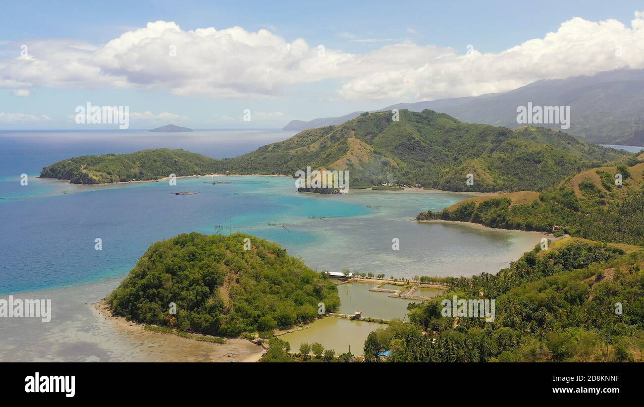 Aerial view of Sleeping dinosaur island of Mati Davao Oriental ...