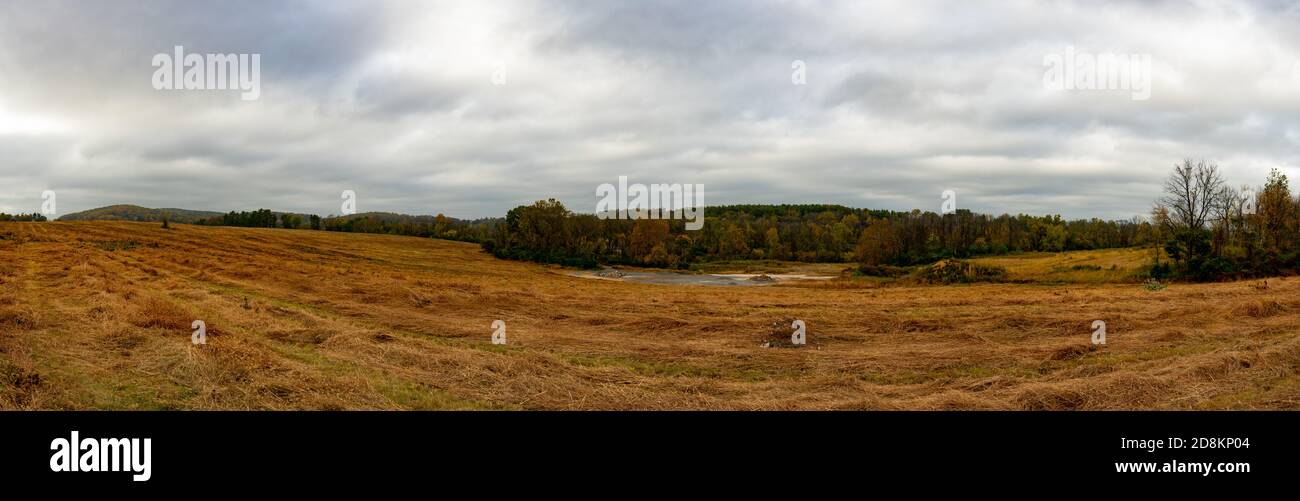 A Panoramic Shot of a Large Open Field During Autumn Used to Train the ...