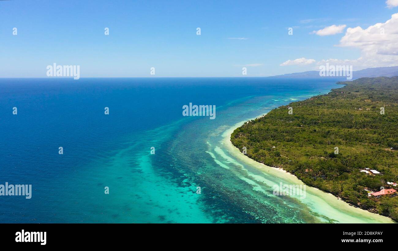 Aerial view of tropical beach on the island Bohol, Anda area ...