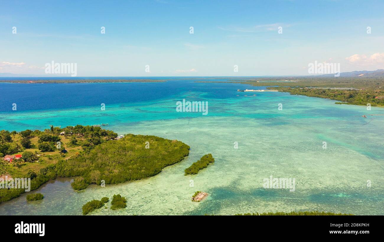 Tropical landscape: Blue ocean with Islands. Seascape in the ...