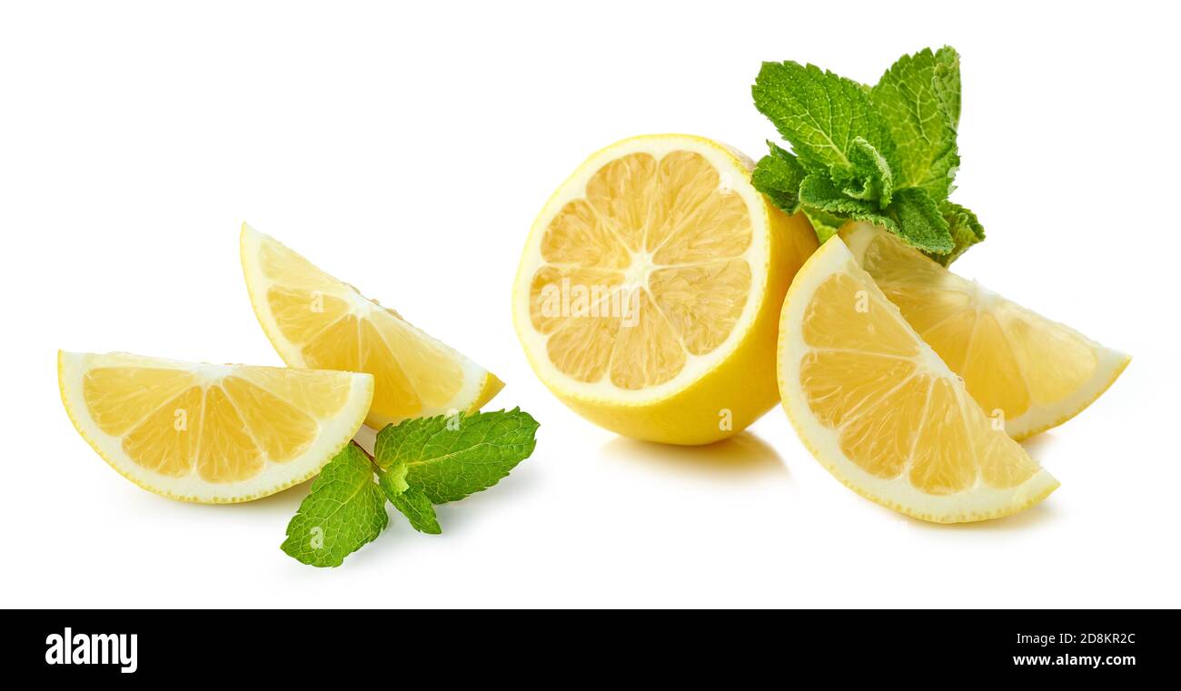 lemon and mint isolated on white background Stock Photo - Alamy