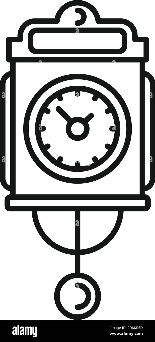 Classical pendulum clock icon, outline style Stock Vector Image & Art ...