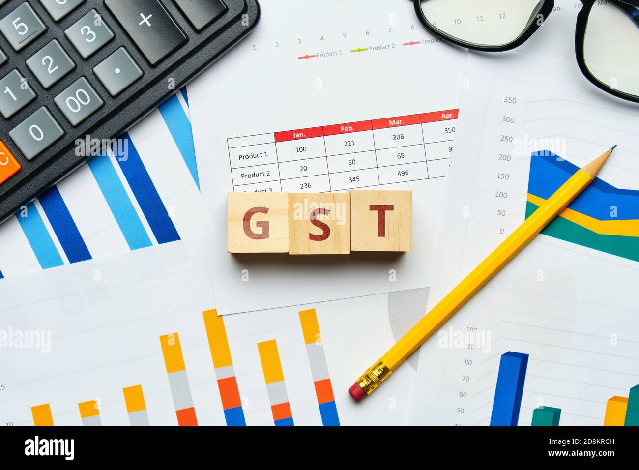 GST Goods and Service Tax Identification Number concept with graphs ...