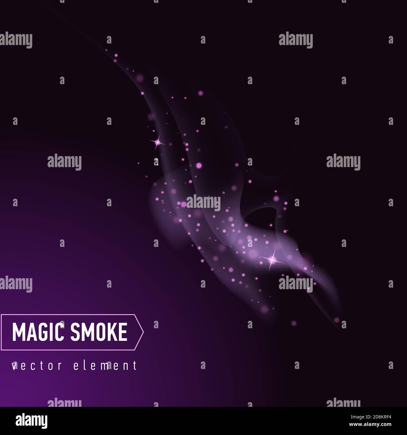 Dark purple background with smoke and stars. Magical smoke for food ...
