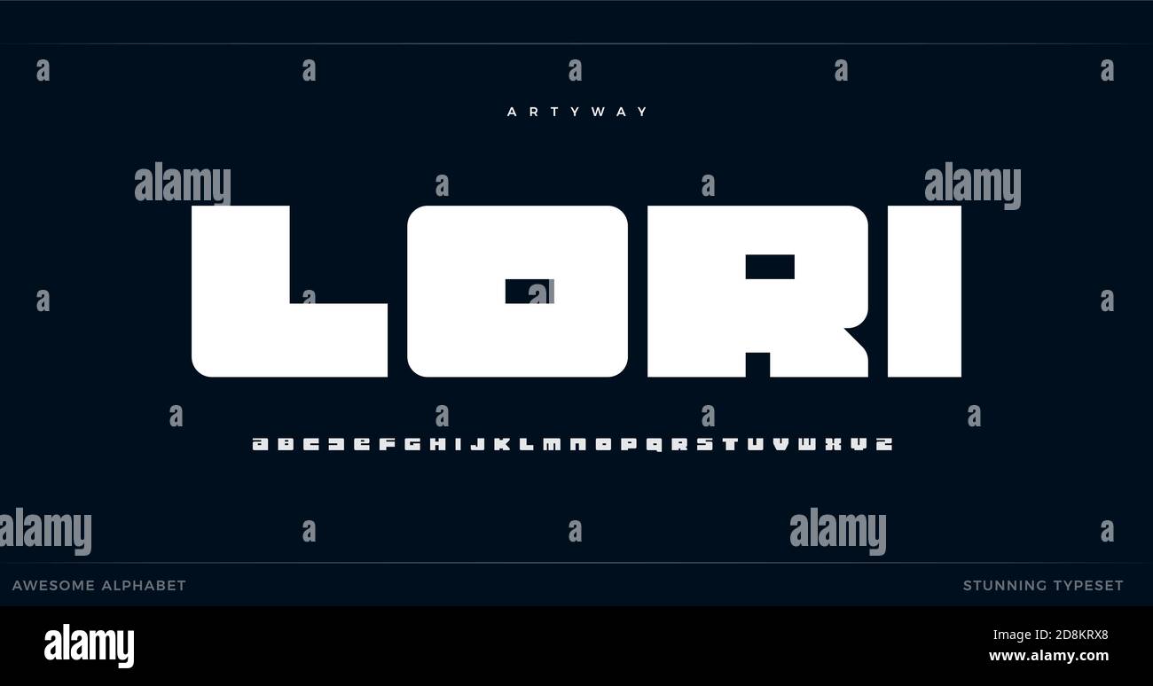 Geometrical bold alphabet. Heavy square font, minimalist type for gym ...