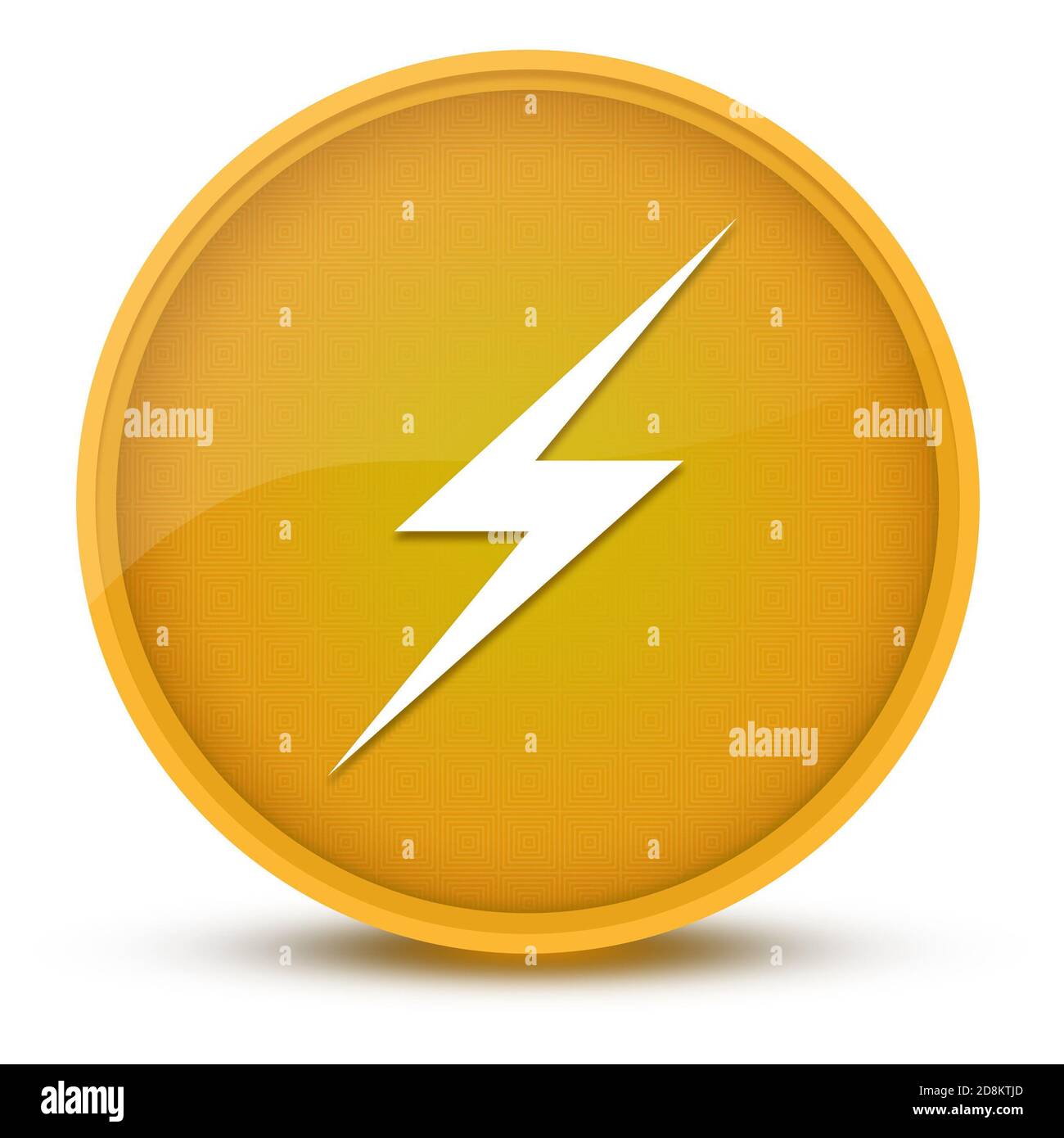 Lightning luxurious glossy yellow round button abstract illustration ...