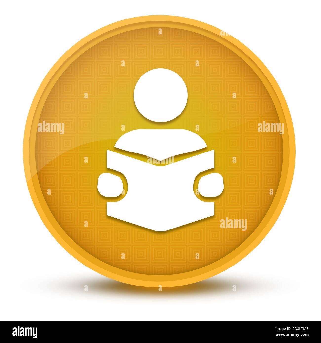 Reading learning with book luxurious glossy yellow round button ...