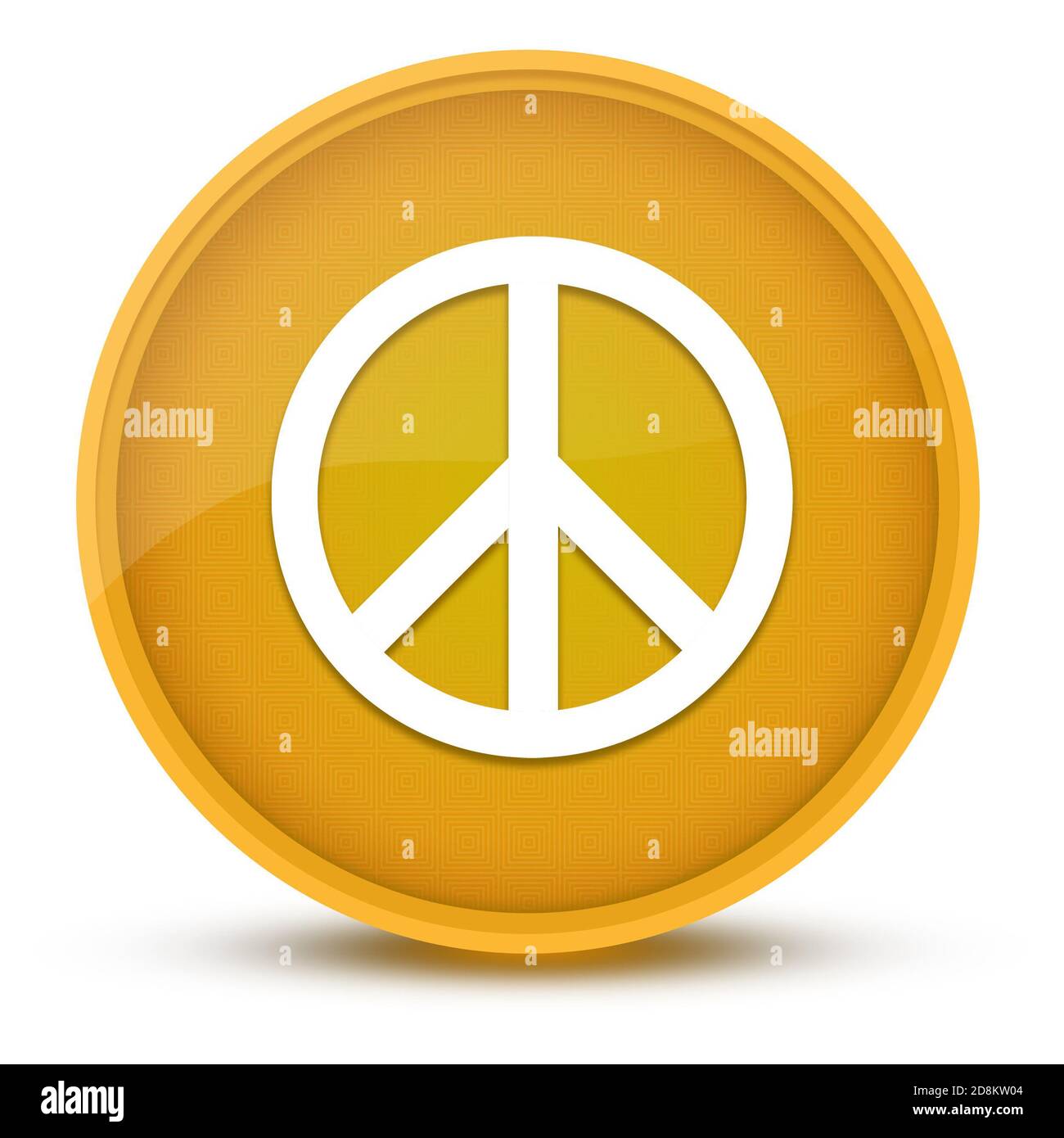 Peace sign luxurious glossy yellow round button abstract illustration ...