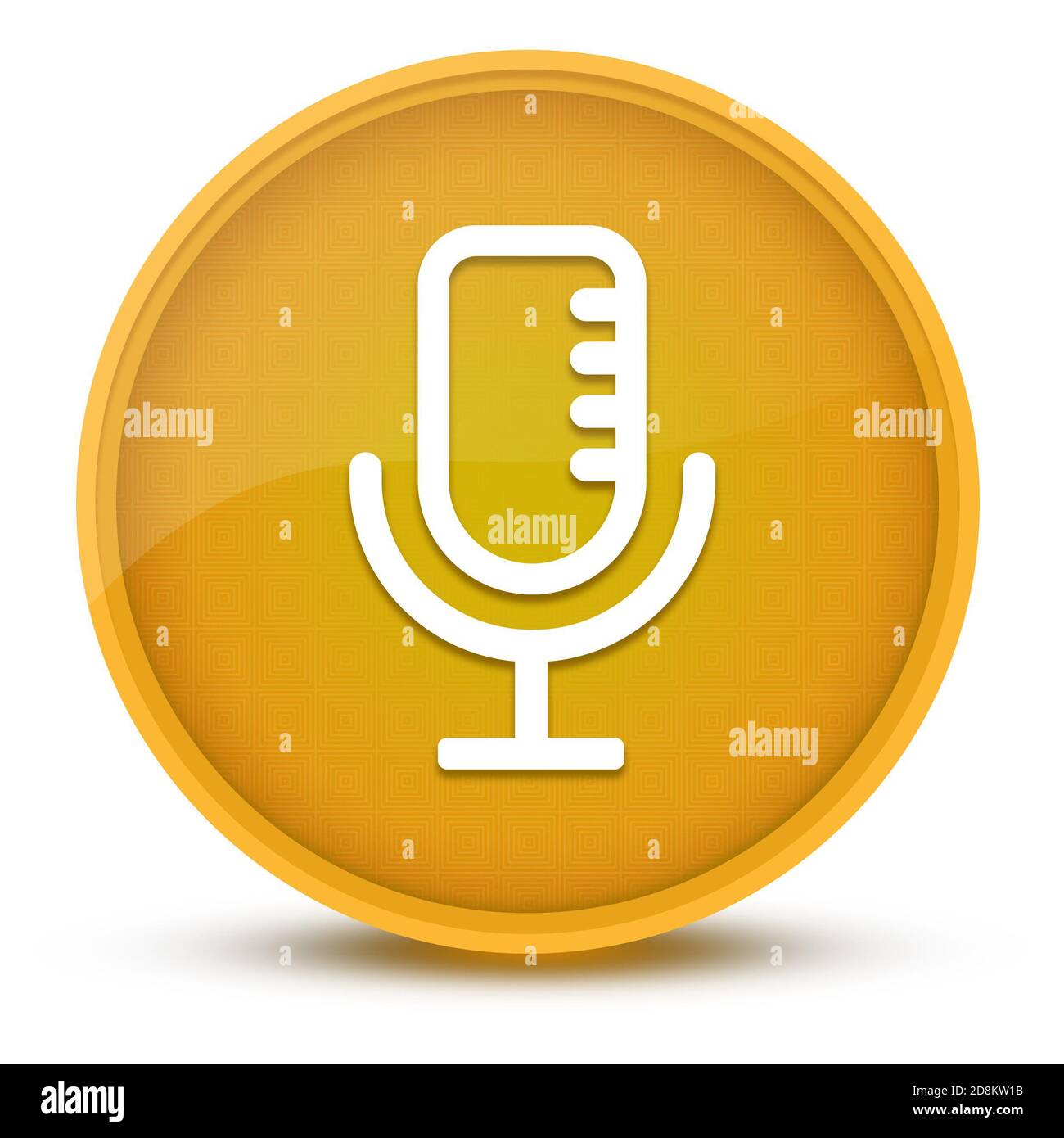 Microphone luxurious glossy yellow round button abstract illustration ...