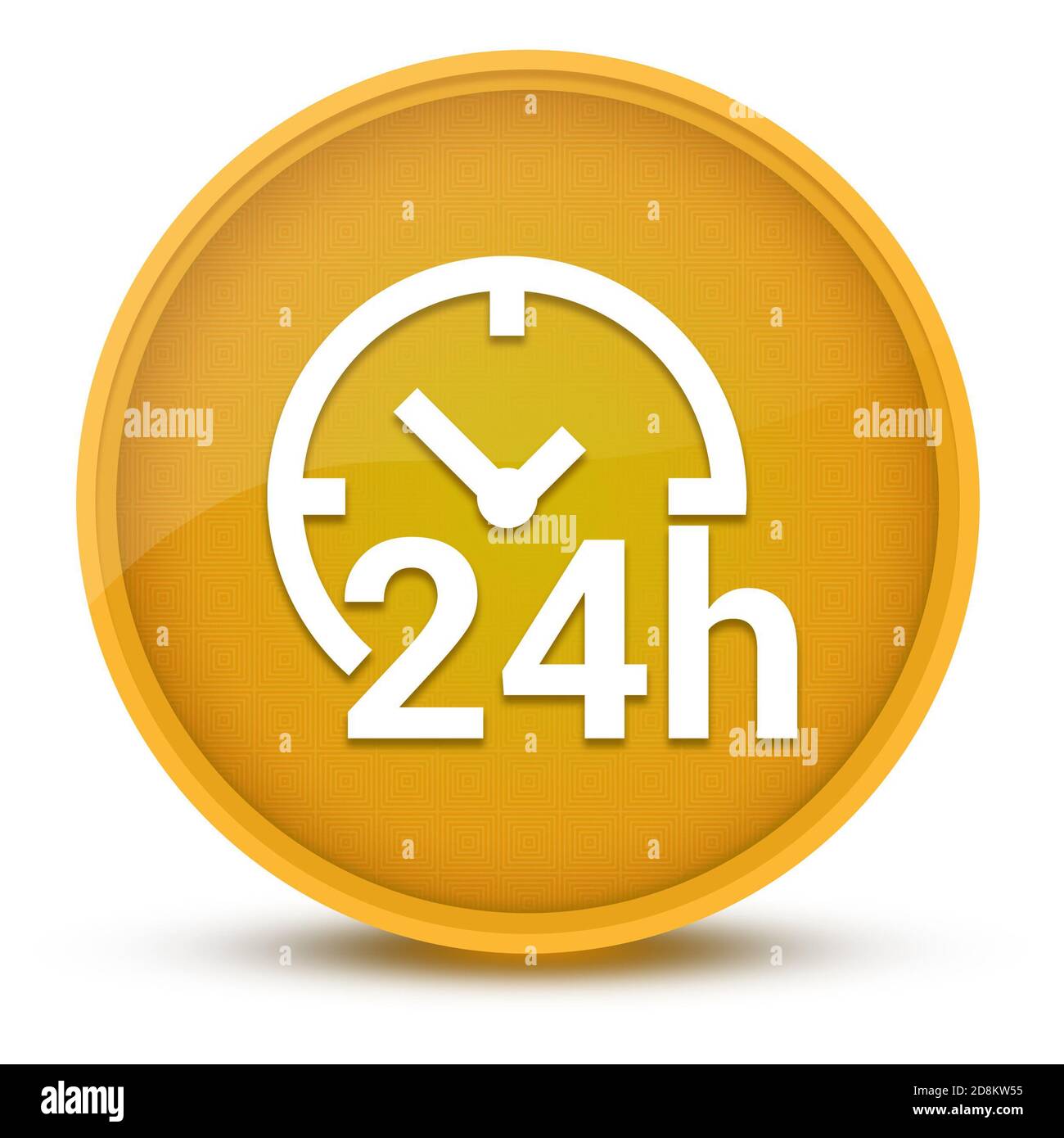24 hours clock luxurious glossy yellow round button abstract ...
