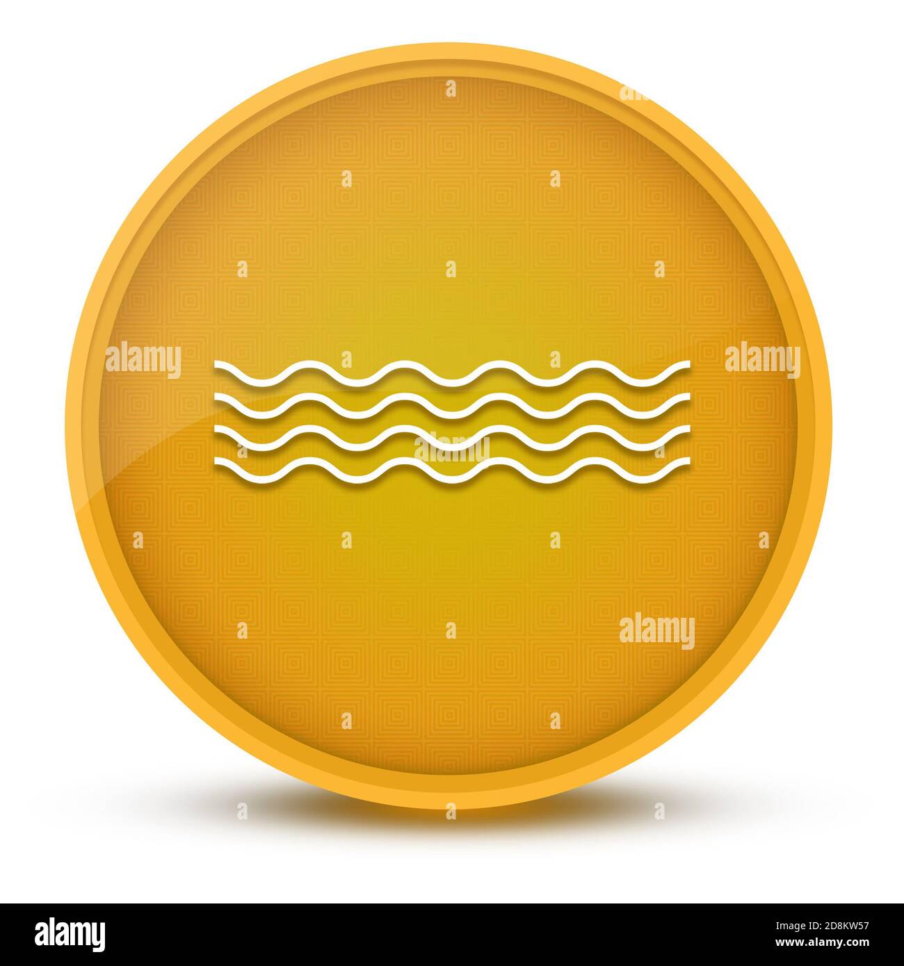 Sea waves luxurious glossy yellow round button abstract illustration ...