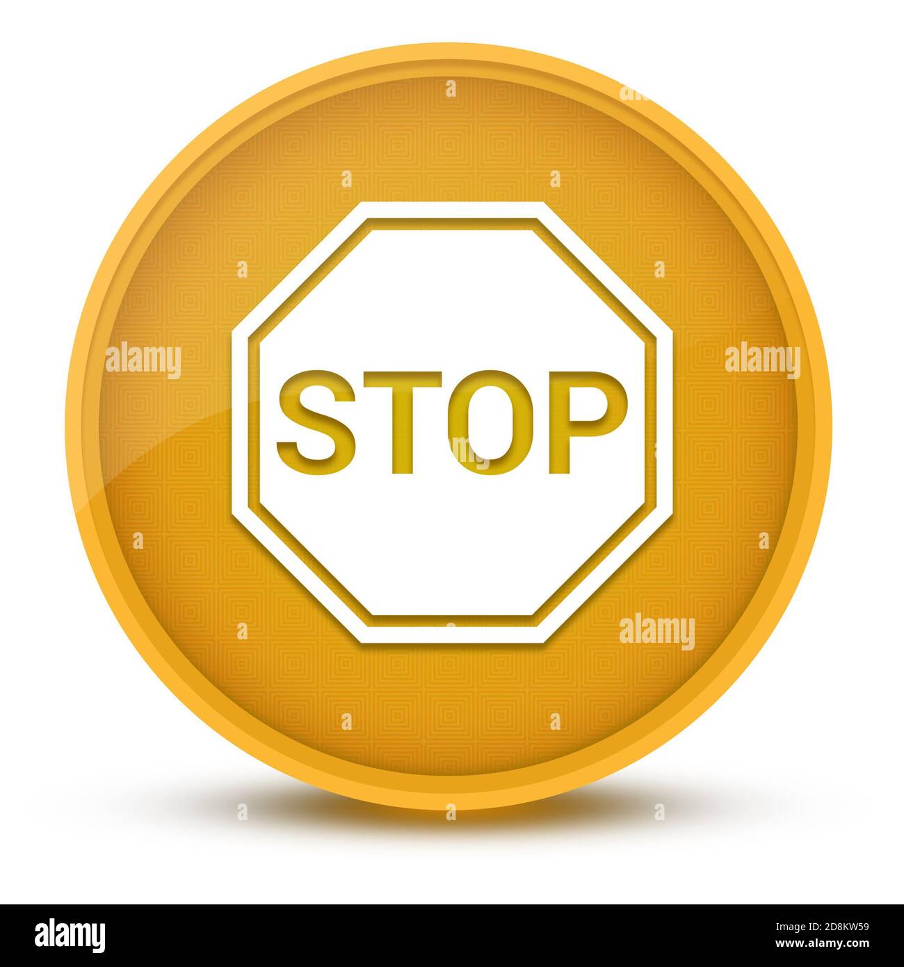 Stop sign luxurious glossy yellow round button abstract illustration ...