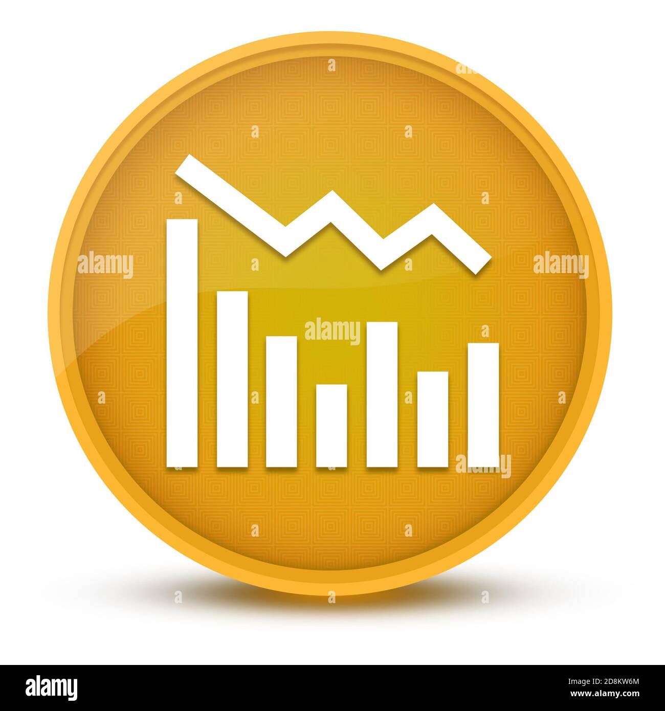 Statistics down luxurious glossy yellow round button abstract ...