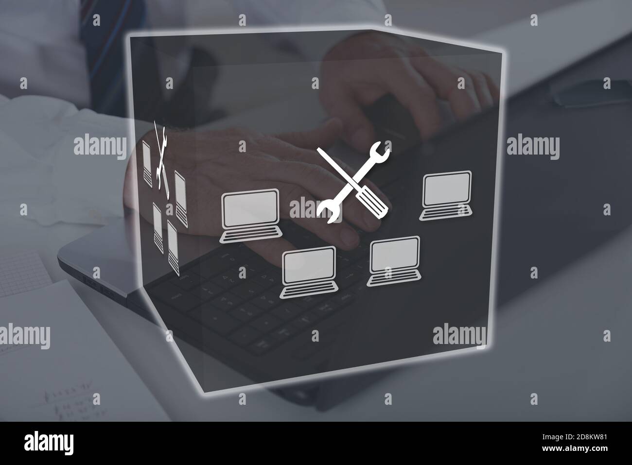 Maintenance service concept illustrated by a picture on background ...