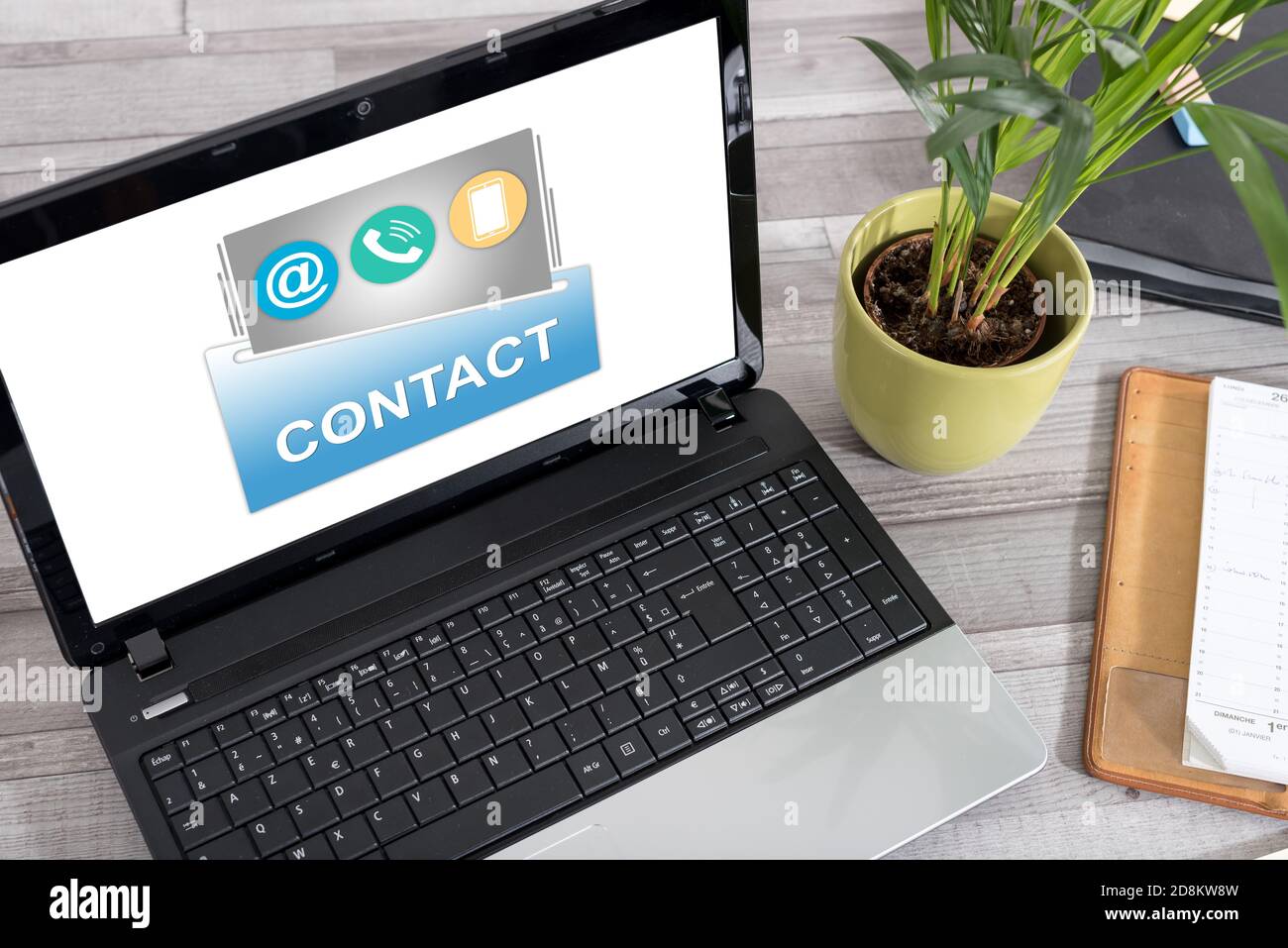 Laptop screen with contact concept Stock Photo - Alamy