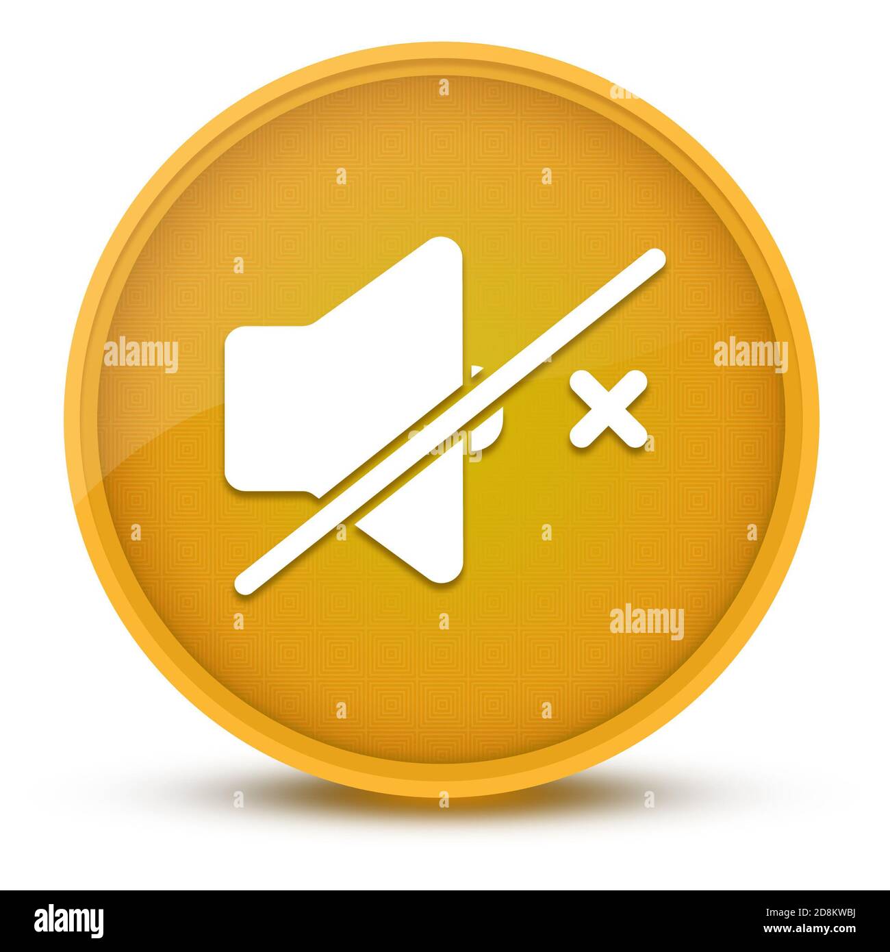 Mute speaker luxurious glossy yellow round button abstract illustration ...